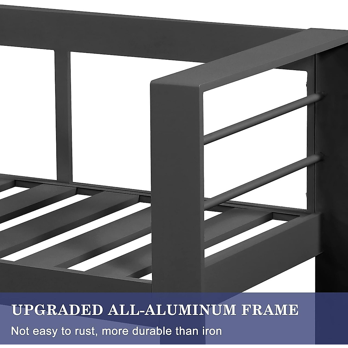 Wisteria Lane 2 Pieces Patio Furniture Aluminum Armchair, All-Weather Outdoor Single Sofa, Grey Metal Chair with Dark Grey Cushions