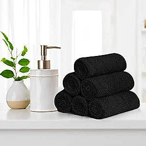 Avalon Salon Towels – 24 Pack Black Hand Towels 100% Cotton Spa Towels – 16x27 inches Highly Absorbable Facial Towels Gym Towels Hair Towels and Face Towels Bulk Small Towels (Non Bleach Proof)
