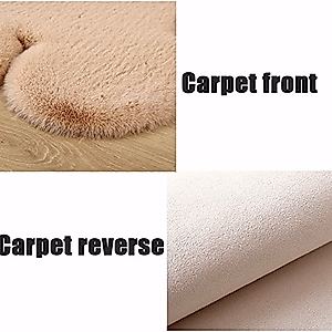 Area Rug, Bear Shape Ultra Soft Natural Faux Rabbit Fur Rug, Shaggy Shag Area Rugs, Luxury Fluffy Carpet Rugs for Living Room, Bedroom, Bed Side,Orange-18 x24