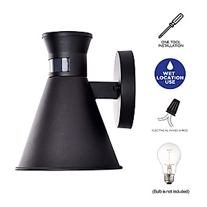 c cattleya Dusk to Dawn Outdoor Lighting Wall Sconce Motion Sensor Outdoor Lights Matte Black Exterior Patio Porch Light for Front Porch/Deck/Patio/Garden/Balcony (2-Pack)