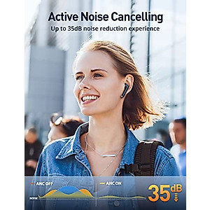 Gsoemon Active Noise Cancelling Wireless Earbuds, Bluetooth 5.3 Headphones, Enhanced Bass, 35dB Noise Cancelling Earphones, 24H Playtime, IPX5 Waterproof, Pass-Through Mode, 4 Mic ENC, 3 EQ