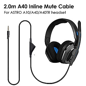 Replacement Astro A10 A40 Cable Cord with Mute Function, Also Working for Astro A10/A40 Gaming Headsets Xbox One Ps4 Controller Headphone Aux Cable 3.5mm Audio Extension Cable 6.5ft