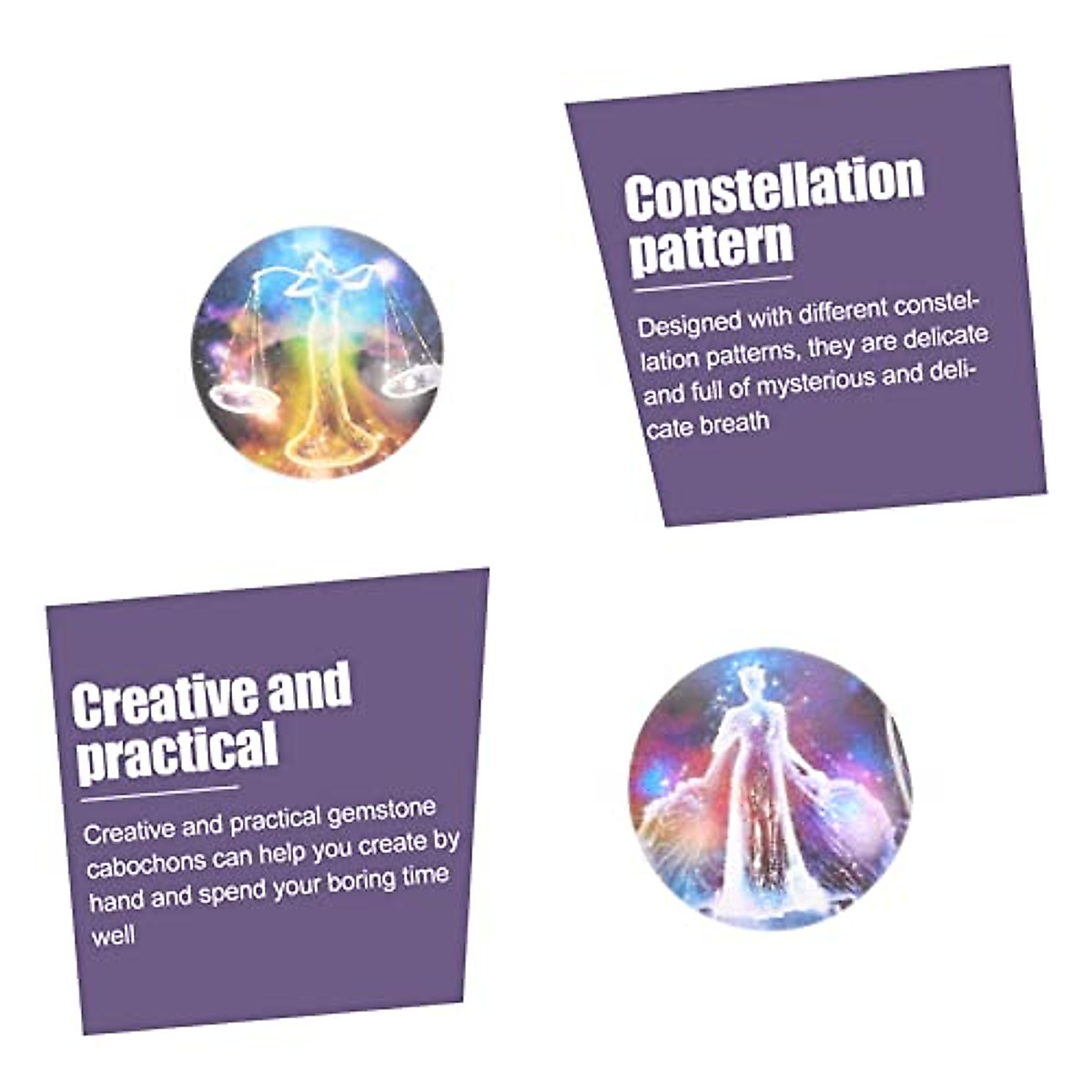 EXCEART Glass Ornaments 360 Pcs Constellation Gem Patch Ear Peircing Kit Necklace Set Round Beads DIY Gemstone Patches Bisuteria Materiales Glass Glass Round Constellation 3D Earrings