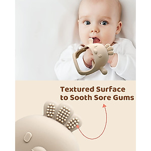 2 Packs Baby Teething Toy for 0-6 6-12 Months, Food Grade Silicone Teething Mitten, Anti Dropping Wrist Hand Teethers Baby Chew Toys for Sucking Needs, BPA Free