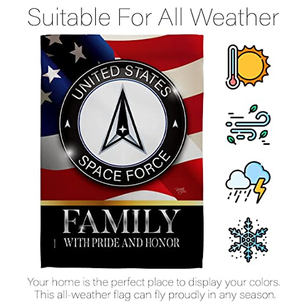 Breeze Decor US Space Family Honor Garden Flag Armed Forces USSF United State Air American Military Delta Official House Decoration Banner Small Yard Gift Double-Sided, Made in USA