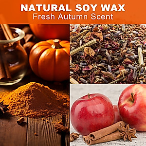 ONEVIVE Pumpkin Shaped Candle Fall Scents, Thanksgiving Wax Pumpkin Spice Scented Candles Ceramic for Autumn Home Decoration Halloween (Orange)