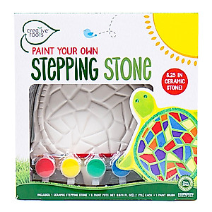 Creative Roots Mosaic Turtle DIY Stepping Stone Kit, Includes Ceramic Stone & 6 Vibrant Paints for Kids Ages 8+