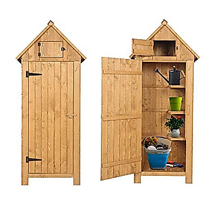 Kcelarec Outdoor Storage Shed Cabinet, Tool Shed, Wooden Garden Shed Organizer Wooden Lockers with Fir Wood