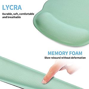 AORTDES Ergonomic Keyboard Mouse Pad Wrist Support Set - Anti-Slip Keyboard Mice Mat Wrist Rest for Laptop/Computer Gaming/Office - Comfortable for Easy Typing & Pain Relief(KWRP-Green)