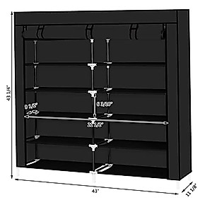 MEWG 7 Tiers Portable Shoe Shelf, Large Shoe Rack Organizer 50 Pairs, Shoe Storage with Waterproof Non-Woven Fabric, High Capacity, Removable & Dust Large
