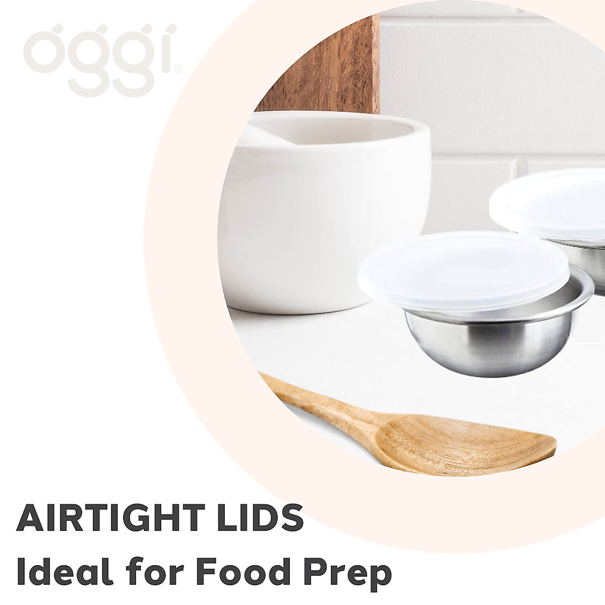 Oggi Set of 3 x Stainless Pinch Bowls - 3oz with Lids, Ideal Salt and Pepper Bowls, Storage Bowls with Lids, Condiment Bowls, Mini Bowls, Prep Bowls for Cooking, Mise en Place Bowls - Stainless Steel