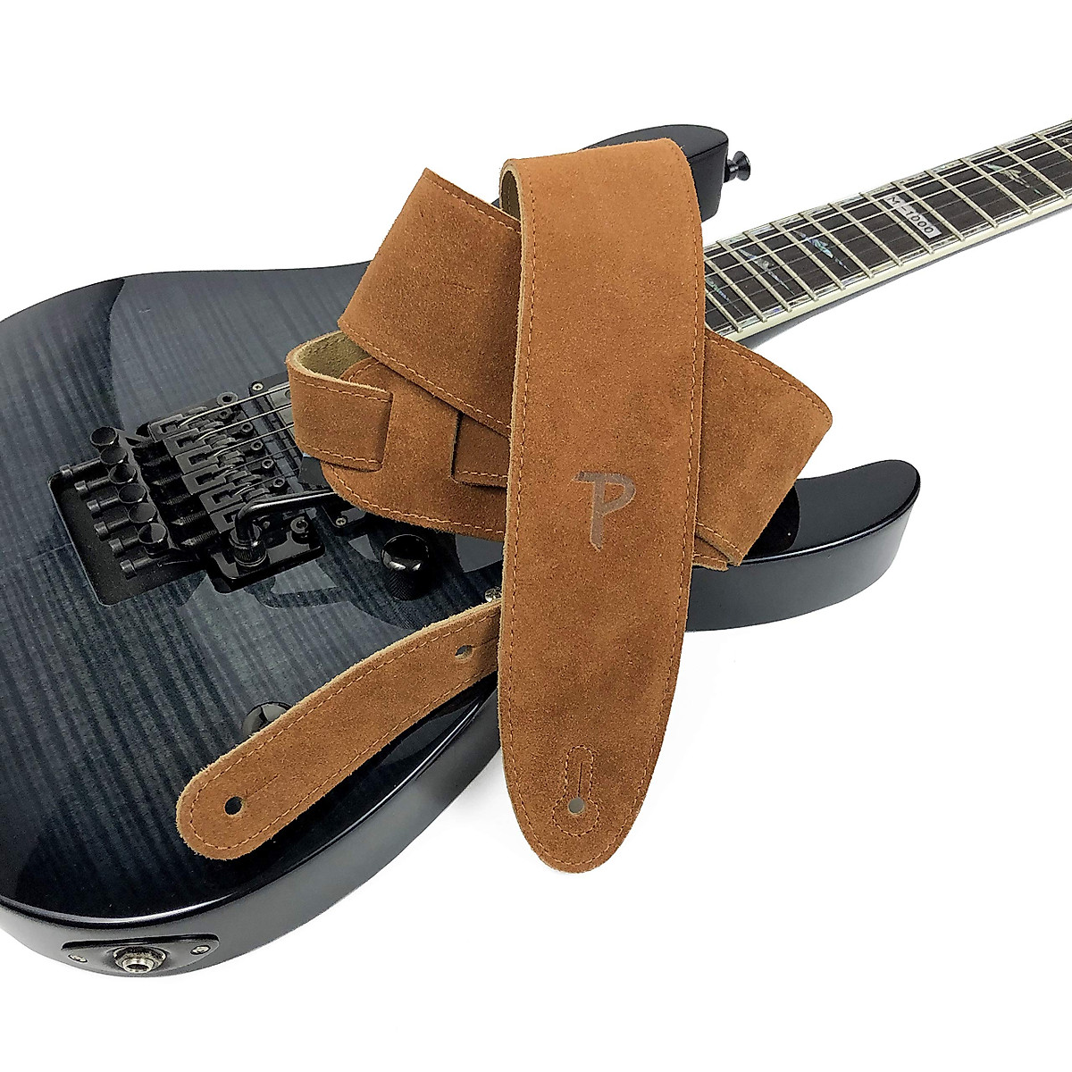 Perri's Leathers, Suede Guitar Strap, Suede Brown, Anti-Slip, Classic, Suitable for Each Level, Standard Size, 56 Inch Compatible with All Button Lock Systems