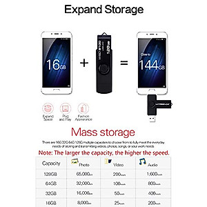 WANSENDA OTG Micro USB Flash Drive 16GB 32GB 64GB 128GB 256GB Dual USB Stick for Android Devices/PC/Tablet/Mac (64GB, Black)