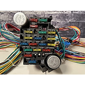 Auto Parts Prodigy Universal Wiring Harness Kit - 21 Circuit Long Wires Standard Color Wiring Harness Kit Replacment for Chevy Mopar Hotrods Ratrods Ford Chrysler Universal Automotive Wiring