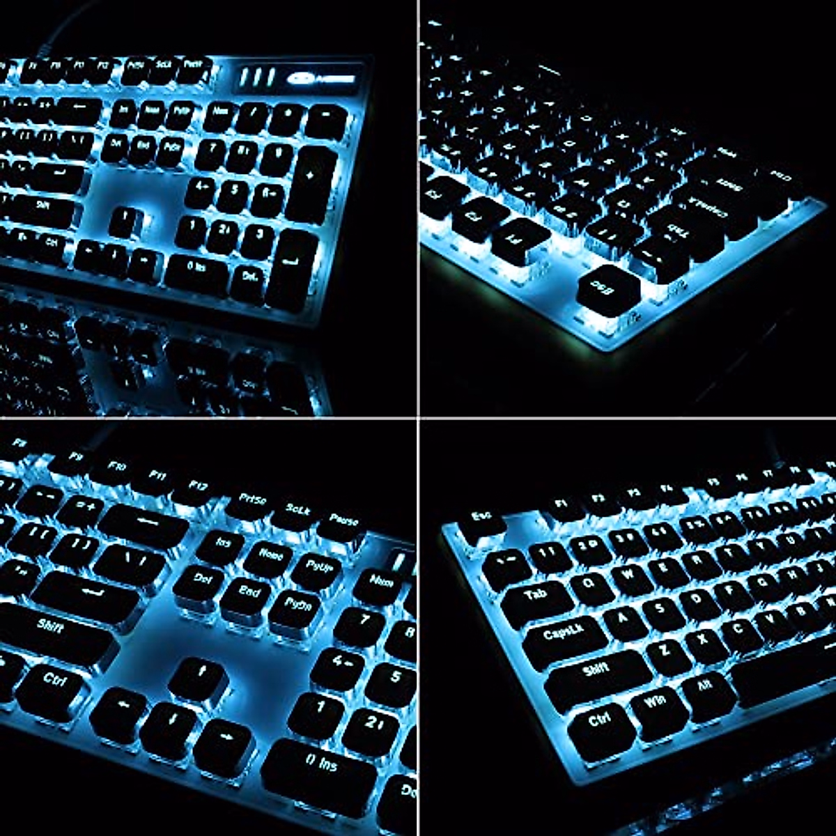 Camiysn Typewriter Style Mechanical Gaming Keyboard, White Retro Punk Gaming Keyboard with RGB Backlit, 104 Keys Blue Switch Wired Cute Keyboard, Uique Square Keycaps for Windows/Mac/PC