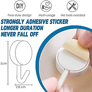 Gaweb Clothes Hanger, 10Pcs Mini Plastic Home Hotel Apartment Bathroom Kitchen Strong Adhesion Wall Door Hanger Hook - White + Black