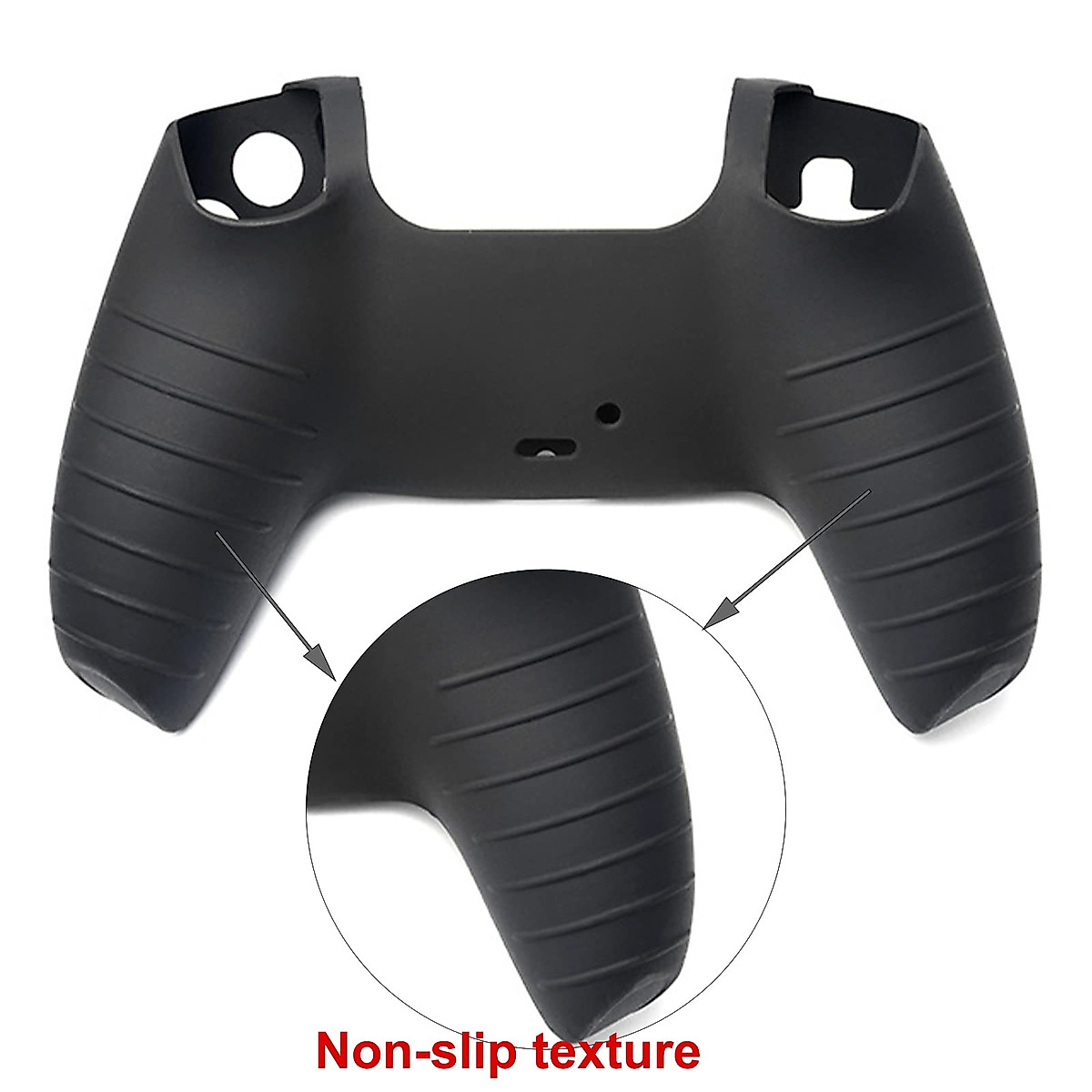 PS5 Controller Silicone Skin, PS5 Anti-Slip Silicone Protective Cover Housing for PS5 Controller Housing Shock Absorbing Line Playstation 5 Duelsense Controller (Black)