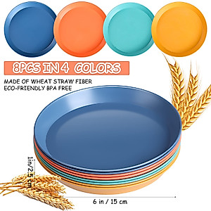 HMDZMR Cat Bowls for Food and Water, 6 inch Whisker Fatigue Free Cat Food Bowl, Unbreakable Wheat Straw Cat Dishes, Environment Friendly Pet Feeding Plate (8 Pcs)