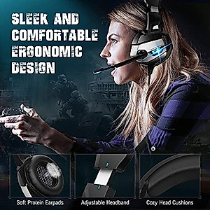 FEIYING Gaming Headset with Microphone, Gaming Headphones Stereo 7.1 Surround Sound PS4 Headset 50mm Drivers, 3.5mm Audio Jack Over Ear Headphones Wired for PC Switch Playstation Xbox PS5 Laptop
