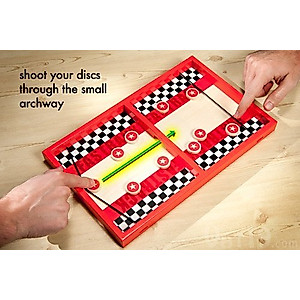 Fastrack Air Hockey Puck Game | Test Speed and Accuracy with The Original Wooden 2-Player Disc Slinging Fast Action Game | Kids Teens Adults Family Game Nights | by Blue Orange Games