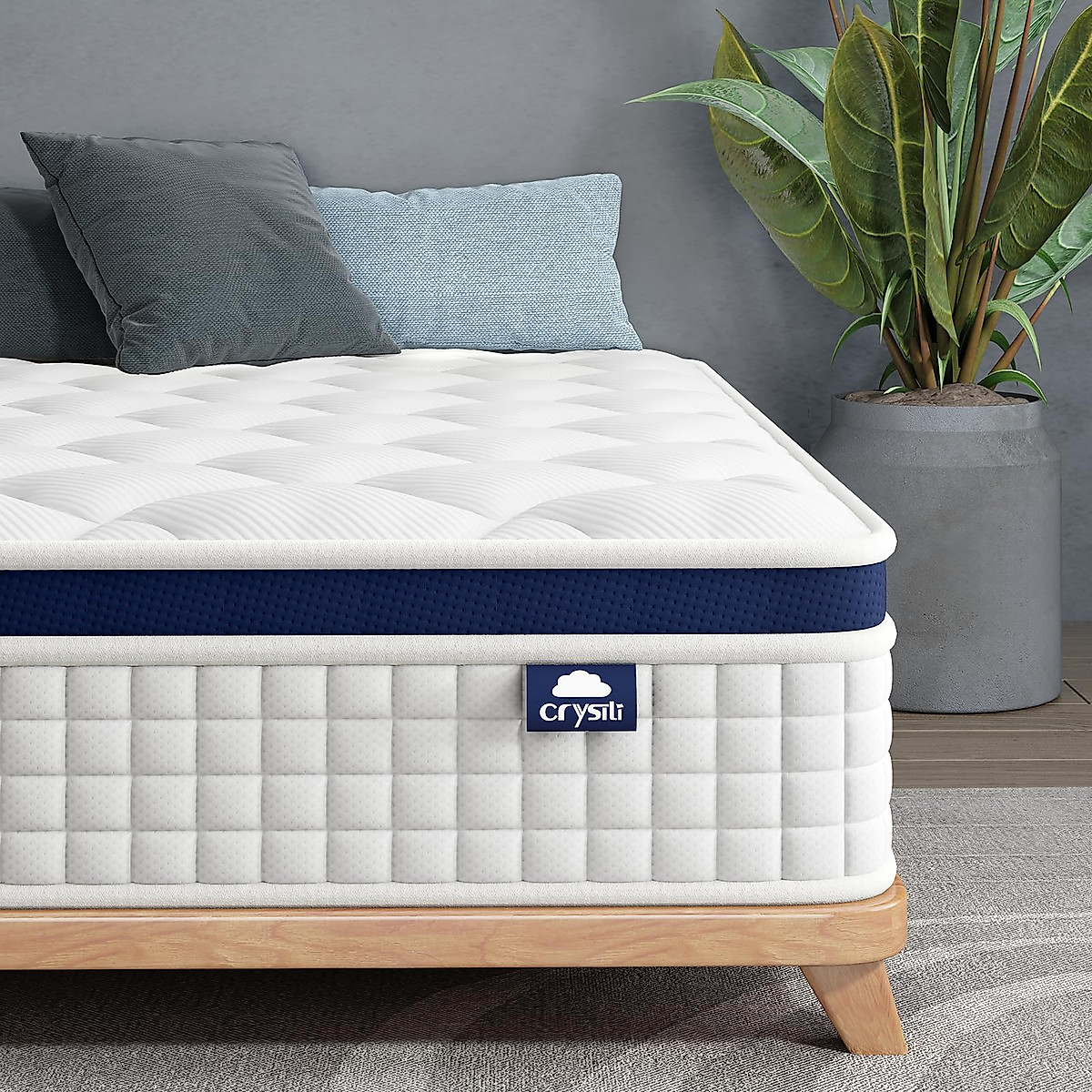 Crystli Twin Size Mattress, 12 Inch Memory Foam Mattress Bed in A Box, Innerspring Hybrid Twin Size Mattress for Pressure Relief, Medium Firm, CertiPUR-US Certified