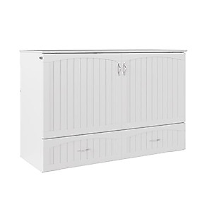 AFI, Aspen Mid-Century Modern Queen Solid Wood Murphy Bed Chest with Mattress in White