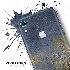 Design Skinz Navy Gold Foil v6 Protective Vinyl Decal Wrap Skin Cover Compatible with The Apple iPhone XR (Screen Trim & Back Glass Skin)