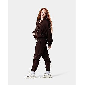Kamo Fitness CozyTec High-Waisted Sweatpants for Women Baggy: Comfy Lounge Pants with Pockets Crafted from Soft Thick Fleece, Cuffed, Loose Fit, Tall Friendly Joggers for Fall (Java Brown, M)