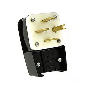 Leviton 9452-P 50 Amp, 125/250 Volt, Straight Blade, Plug, Industrial Grade, Grounding, Angle, Black