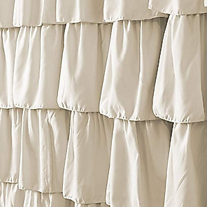 Lush Decor, Ivory Ruffle Shower Curtain | Floral Textured Shabby Chic Farmhouse Style Design, 72 x 72