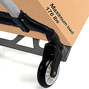 F2C Portable Folding Hand Truck Aluminium Luggage Trolley Cart and Dolly 175 lbs Capacity with Black Bungee Cord, Telescoping Handle, PVC Wheels with Double Bearings for Travel Office Auto Moving