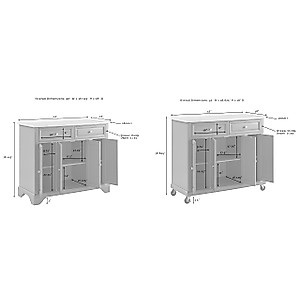 Crosley Furniture Avery Rolling Kitchen Island Storage Cart with Shelves, Microwave Stand, Coffee Bar, Distressed White