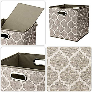 HSDT Storage Cubes Bins Fabric 13x13 Inch Brown Storage Boxes Foldable Storage Baskets Printed Cloth Collasible Storage Inserts Cube for Organizing,QY-SC01-6