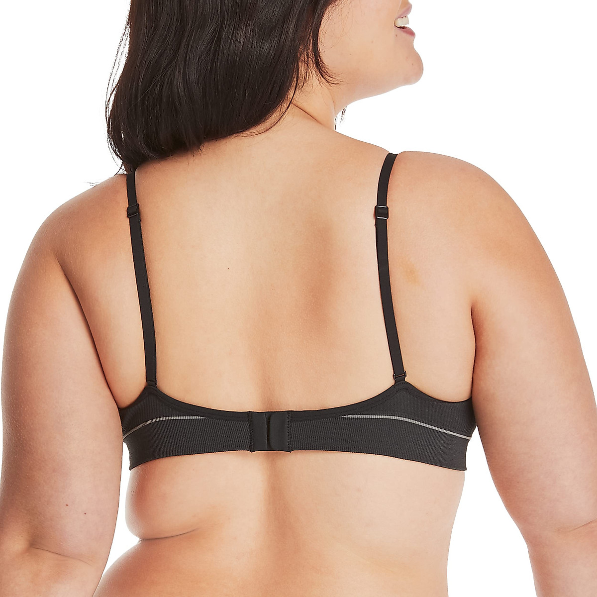 Hanes Women's Originals Seamless Triangle Bralette, Soft Ribbed Bra, ComfortFlex Fit, Black, Large