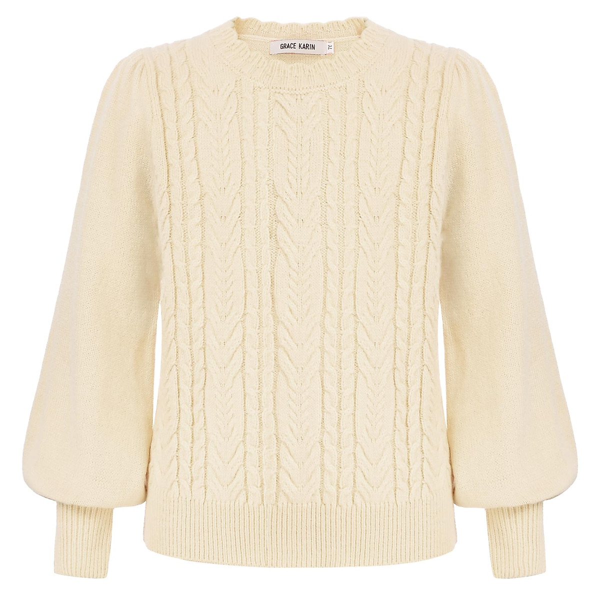 GRACE KARIN Sweater for Teen Girls 12-14 Crew Neck Pullover Apricot Sweaters Fall Winter