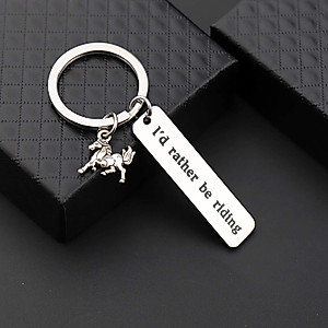 Gzrlyf Horse Keychain I'd Rather be Riding Horse Equestrian Gifts for Horse Lovers(Keychain)