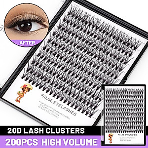 Bodermincer 20D 8-20mm To Choose 8-10-12-14mm MIX/14-16-18-20mm MIX rofessional Makeup Individual Cluster Eyelashes Grafting Fake False Eyelashes Eyelash Extension Individual Eyelash Bunche (20D-14mm)
