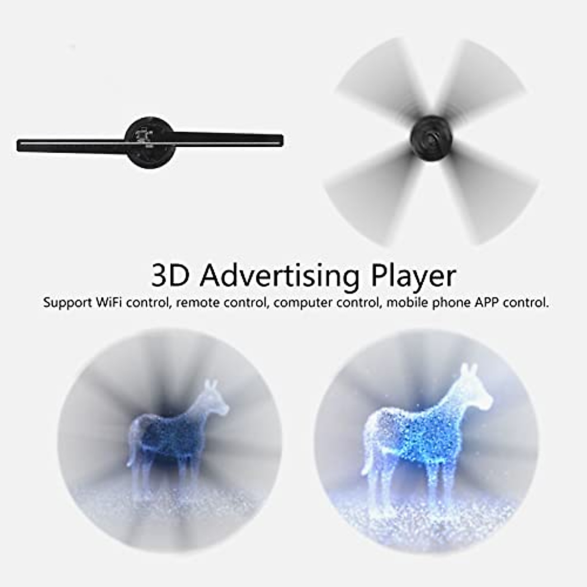 3D Hologram Fan Projector,42cm DF‑42 3D Holographic Fan Advertising Machine 2 Blade LED Projection Fan 3D Display for Shop,Bar,Casino,Party Advertising Display,100‑240V,3D Hologram Advertising(us)