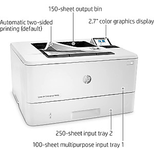 HP Laserjet Enterprise M406dn Wired Monochrome Laser Printer, Black and White - Print Only - 2.7" LCD, 42 ppm, 1200 x 1200 dpi, Automatic Duplex Printing, USB, Ethernet, Cbmou Printer Cable