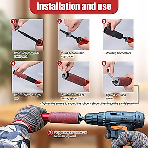Spindle Sander Adapter for Power Drill, Hand-Held Rubber Sanding Drum, Universal Hexagonal Attachment for Power Drill Chuck