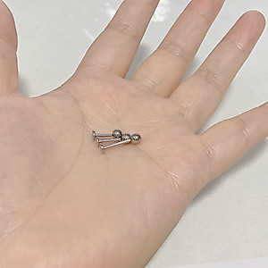 SQKXKLCZ 3pcs G23 Titanium 16G 6mm 8mm 10mm Press Fit Threadless Push Pop 3mm Ball Top Flat Back Piercing Lip Stud Earring Labret Monroe Lip Ring/Tragus/Cartilage Earring Stud