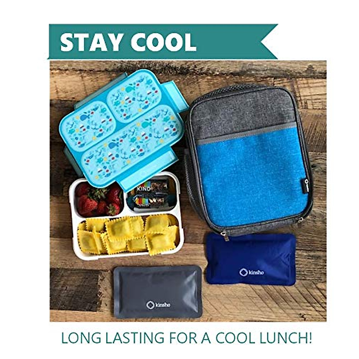 Ice Packs for Lunch Box Bag and Bento Boxes, 4 Pack Set, Reusable and Refreezable Soft Slim Pouches for Kids Boys Adults, Travel, School, Work, Camping, Long Lasting Cold, Flexible | Blue Grey…
