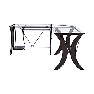 Coaster Home Furnishings CO-800446 Monterey 3-Piece L-Shape Computer Desk Set, Cappuccino and Clear, 68 W x 67 D x 30 H