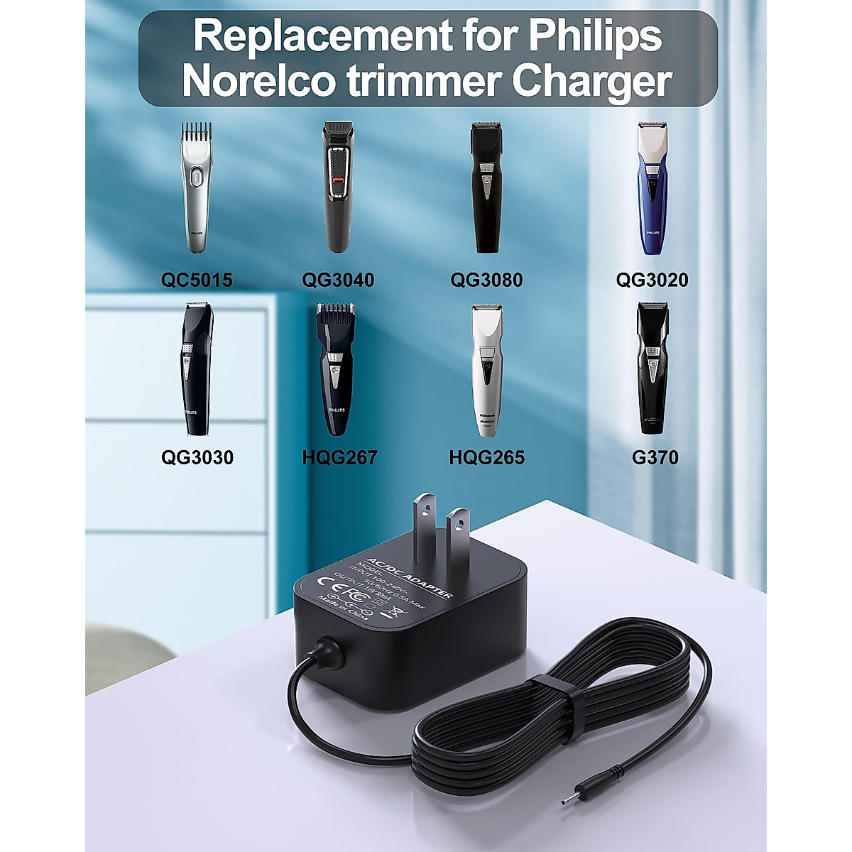 1.6V 80mA Replacement for Philips Norelco Charger Compatible with Philips G370 G250 G270 G290 G380 D350 G390, G470, G480 Grooming System and Beard Hair Trimmer QC5015 QG3080 QG3150 HQG265 HQG265