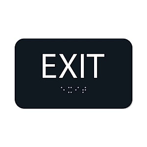 ALPHA DOG Tactile Exit Sign with Braille - ADA Compliant Exit Sign with Grade 2 Contracted Braille and Raised Text, 3x5 inch, UV Stable for Indoor or Outdoor Use, Easy Installation, Made in the USA