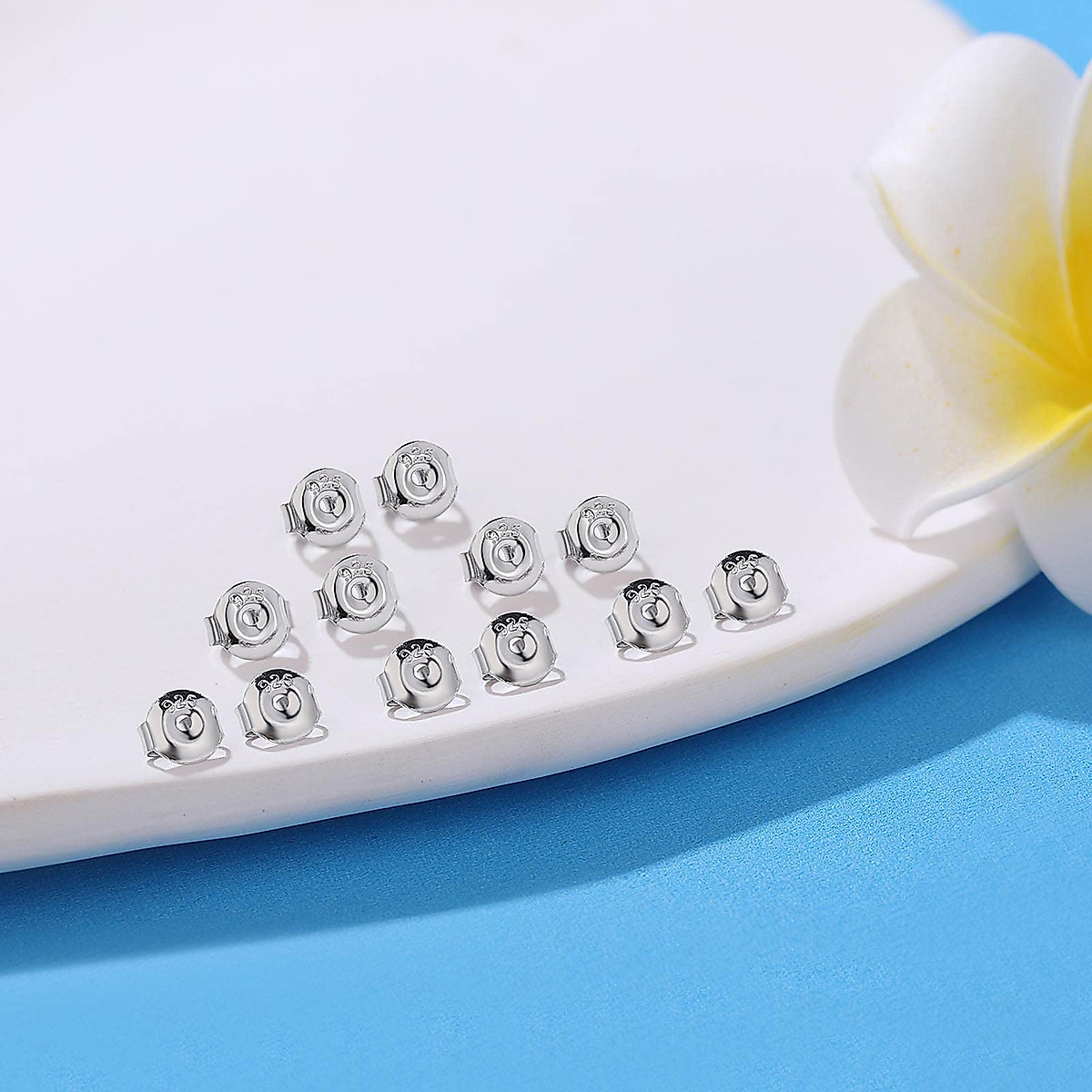 Earring Backs for Studs, Moconar 12PCS 925 Sterling Silver Earring Backs Replacements, Hypoallergenic Earring Backs Secure Ear Locking Pierced Earring Backs for Studs