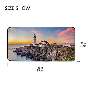 ZHIMI Kitchen Rug Anti Fatigue ﻿Portland Lighthouse Kitchen Floor Mat Standing Runner Long Carpet Non-Slip Laundry Rug Rectangle Entryway Mat 39 x 20 Inch