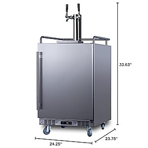 Summit SBC683OSTWIN 24" Wide Built-in or Freestanding Outdoor Beer Kegerator, Dual Tap, Weatherproof, Automatic Defrost, Digital Thermostat, Tap Cool System, Adjustable Shelves, four Casters