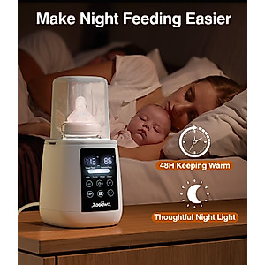 Bottle Warmer, Zooawa Fast Baby Bottle Warmer for Most Bottles, 10-in-1 Baby Milk Warmer with IMD LED Display & Smart Temperature Control, Bottle Warmers for Breastmilk and Formula, White