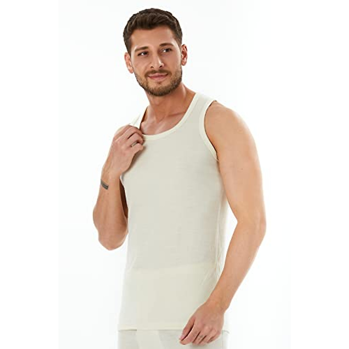 WoolCo. Men's Merino Wool Tank Top 185 Base Layer for Skiing Hiking Camping Hunting, Lightweight Thermal Undershirt (X-Large)